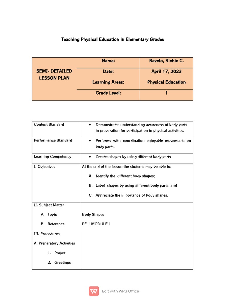 Teaching Physical Education in Elementary Grades | PDF | Physical ...