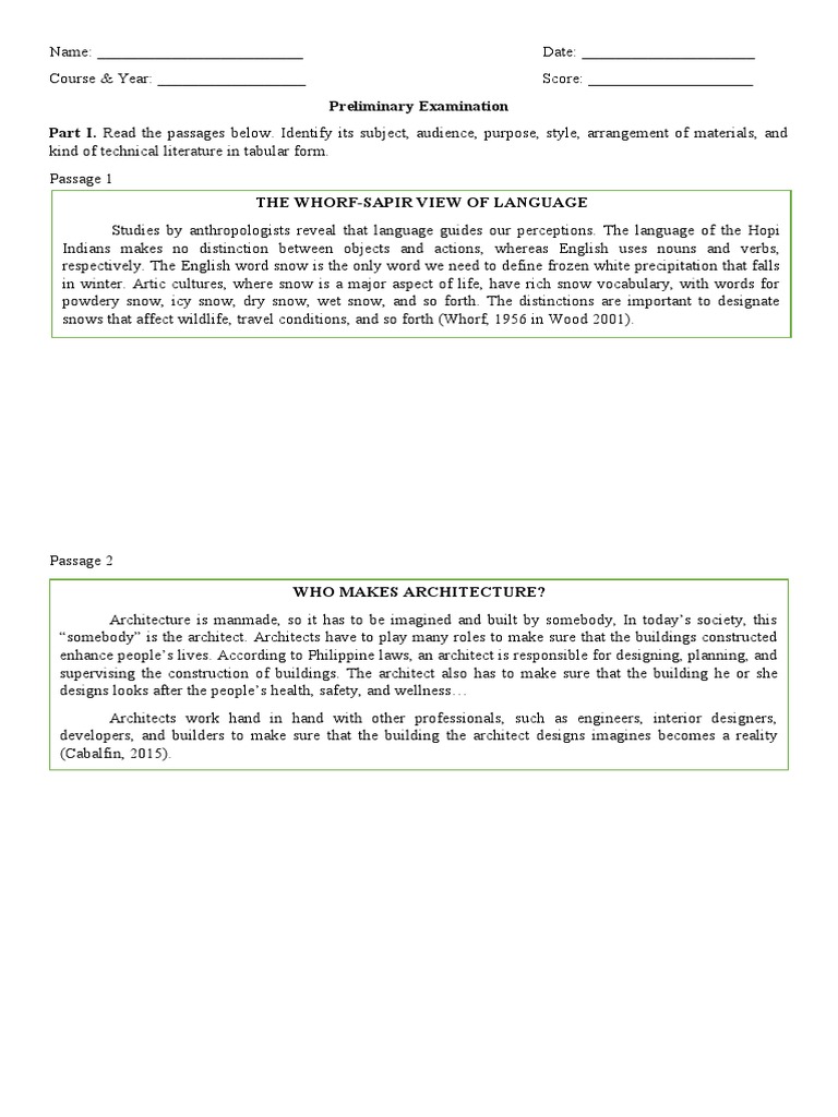 Examination | Download Free PDF | Architect | English Language