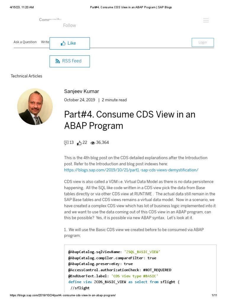 Part#4. Consume CDS View in An ABAP Program - SAP Blogs | PDF | Software Design | Information ...