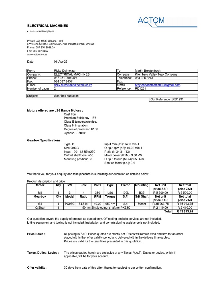RD1231-01042022x Actom Boardedger Geared Motor | PDF | Electric Motor ...