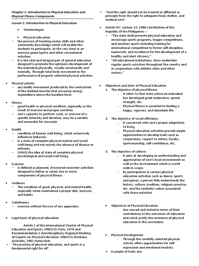 Chapter 1: Introduction To Physical Education and Physical Fitness ...