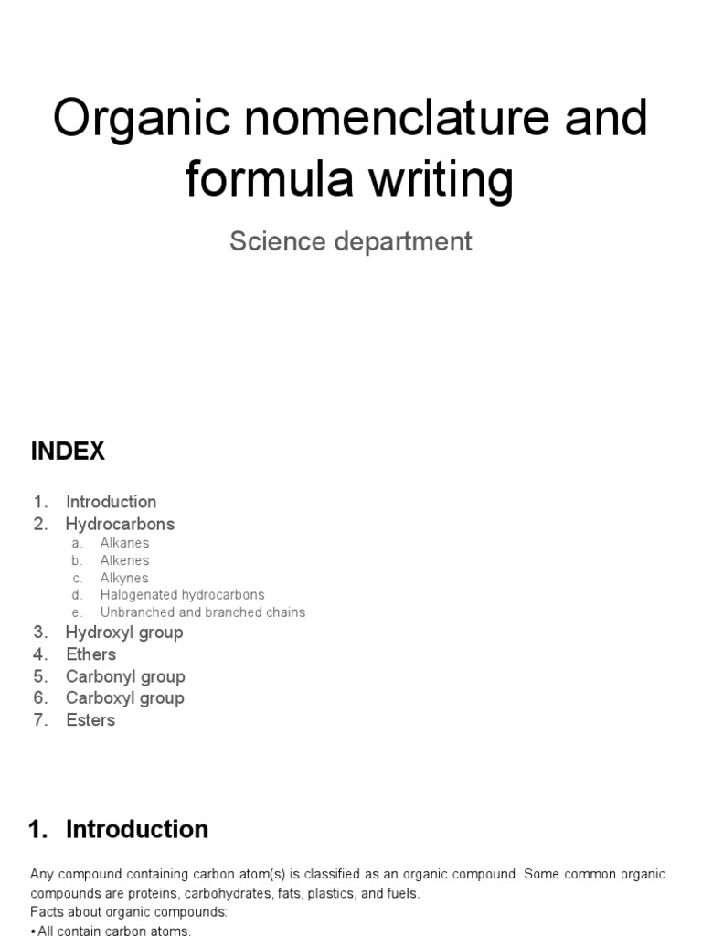 4ºESO-Organic Nomenclature and Formula Writing | PDF | Alkene | Alkane