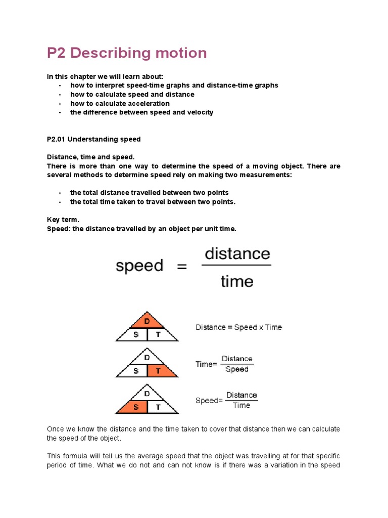 P2 Describing Motion | PDF | Speed | Velocity
