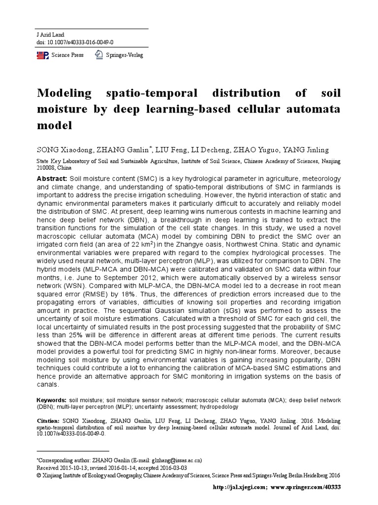 Modeling spatio-temporal distribution of soil moisture by deep learning - based cellular ...