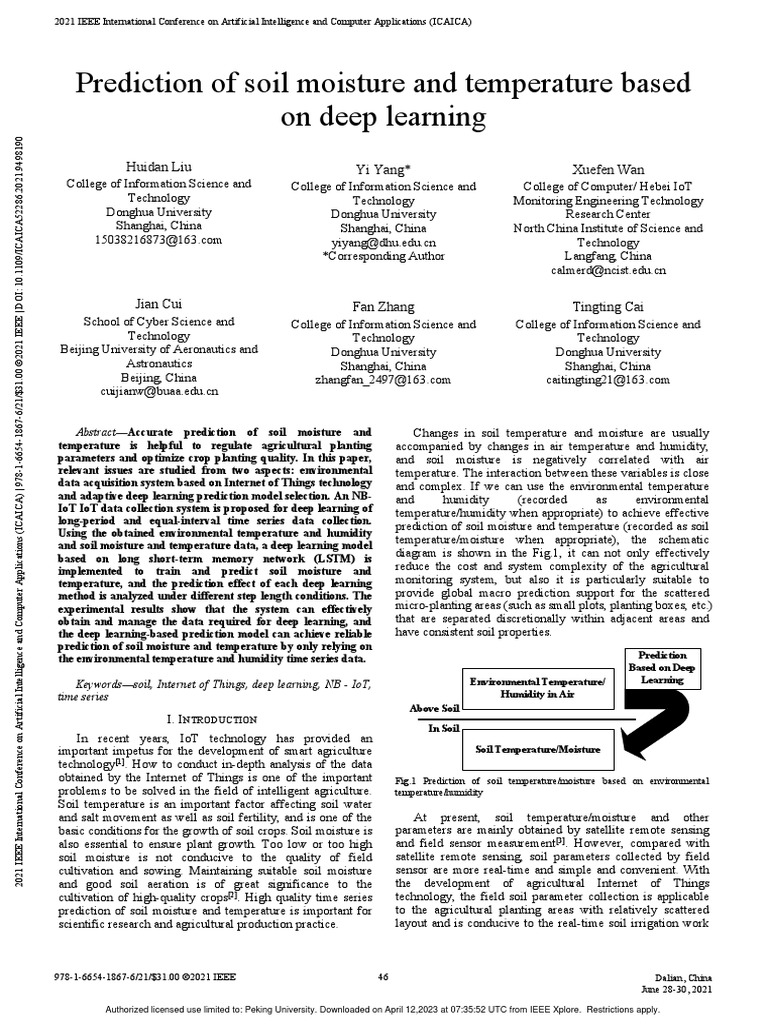 Prediction of Soil Moisture and Temperature Based On Deep Learning ...