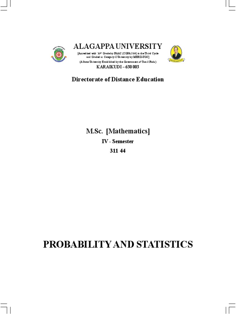 PG - M.Sc. - Mathematics - 311 44 - Probability and Statistics - MSC ...
