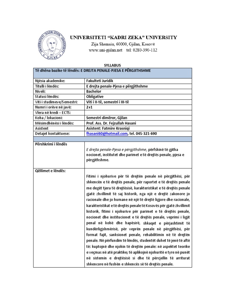 E Drejta Penale-Pjesa e Përgjithshme, Përfshinë Të Gjitha | PDF