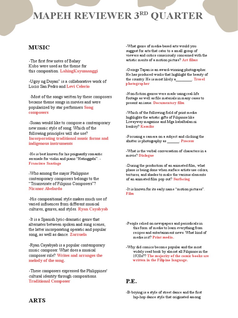 MAPEH 10 3rd Quarter Reviewer | PDF | Preventive Healthcare | Malaria