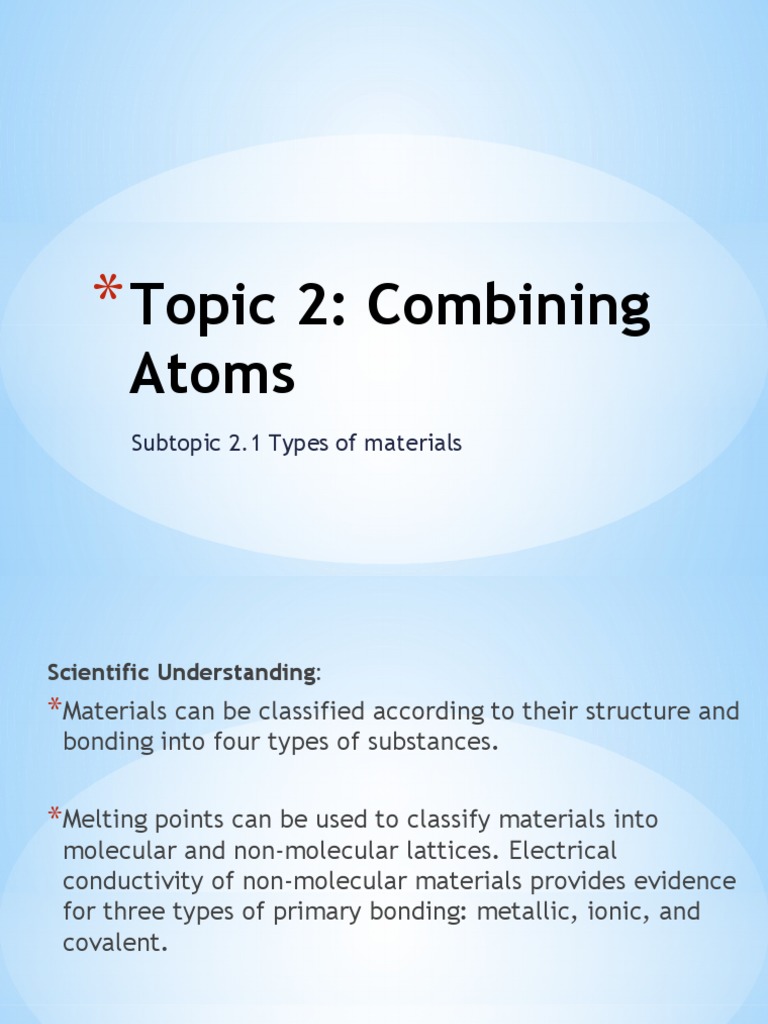 2.1 Types of Materials (Bonding) | PDF | Chemical Compounds | Ionic Bonding