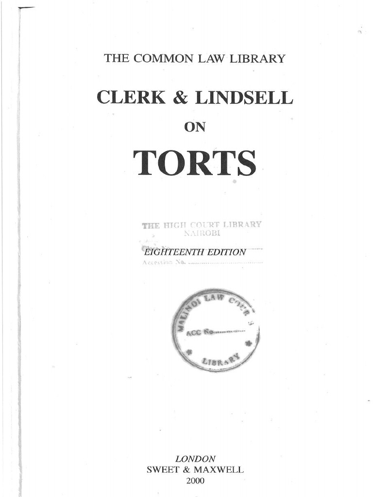 Trespass Clerk & Lindsell On Torts 18th Ed. | PDF