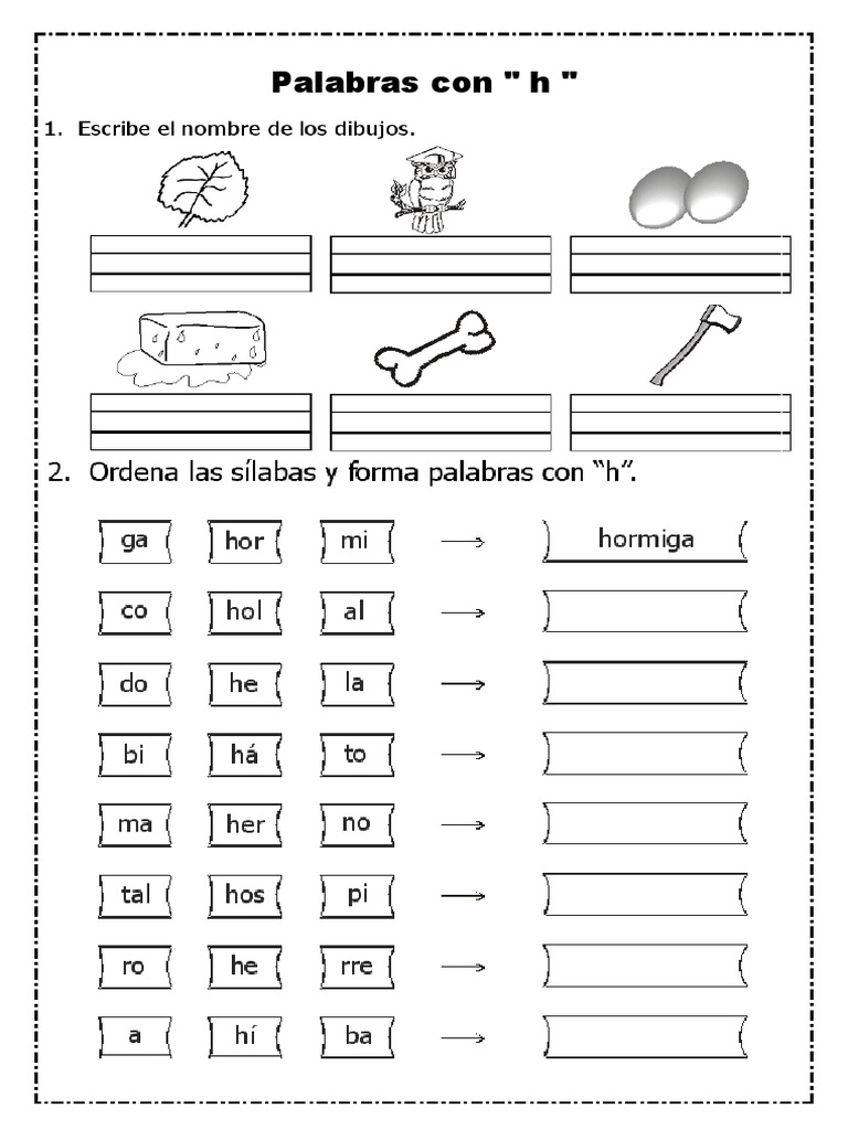 Rimas y palabras con "h" para niños | PDF