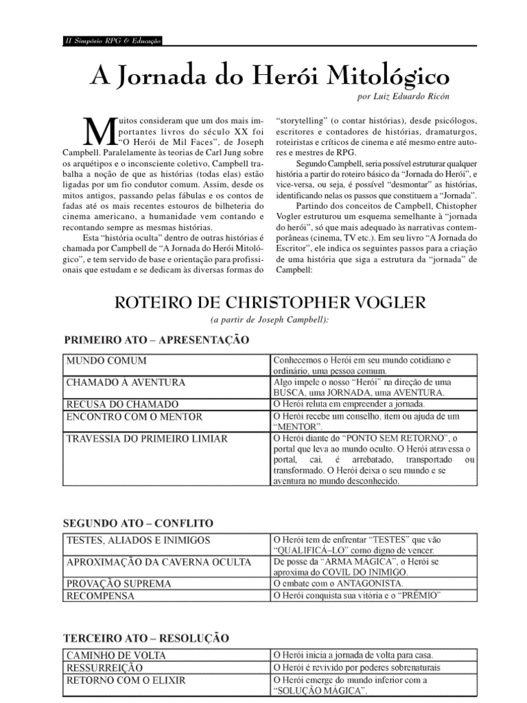 Vogler e Campbell - Resumo Da Jornada | PDF | Luke Skywalker | Star Wars