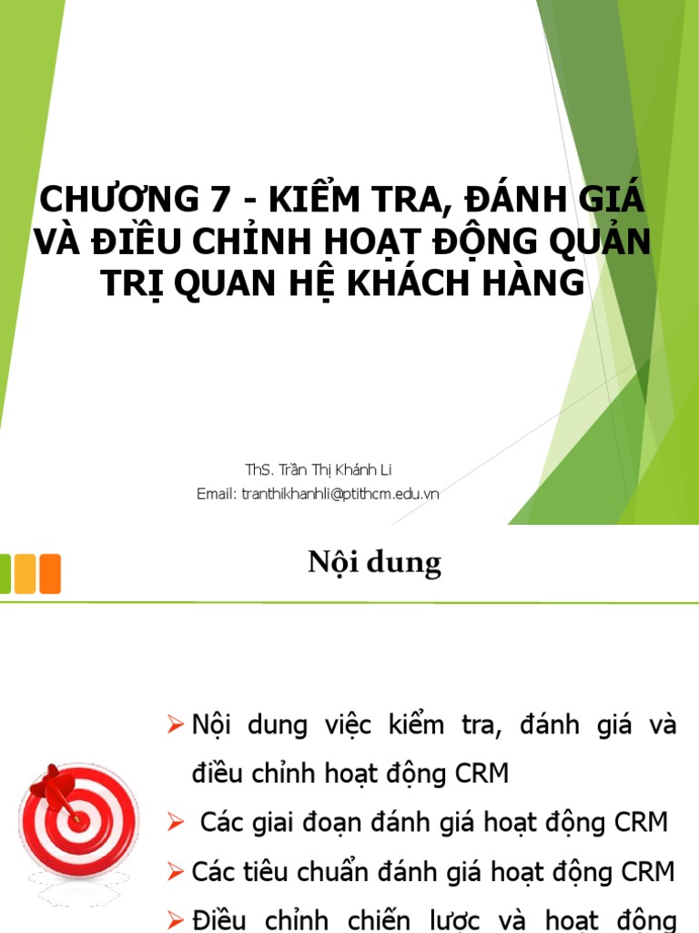 SLIDE CHƯƠNG 7 KIỂM TRA ĐÁNH GIÁ VÀ ĐIỀU CHỈNH HOẠT ĐỘNG QUẢN TRỊ QUAN HỆ KHÁCH HÀNG | PDF