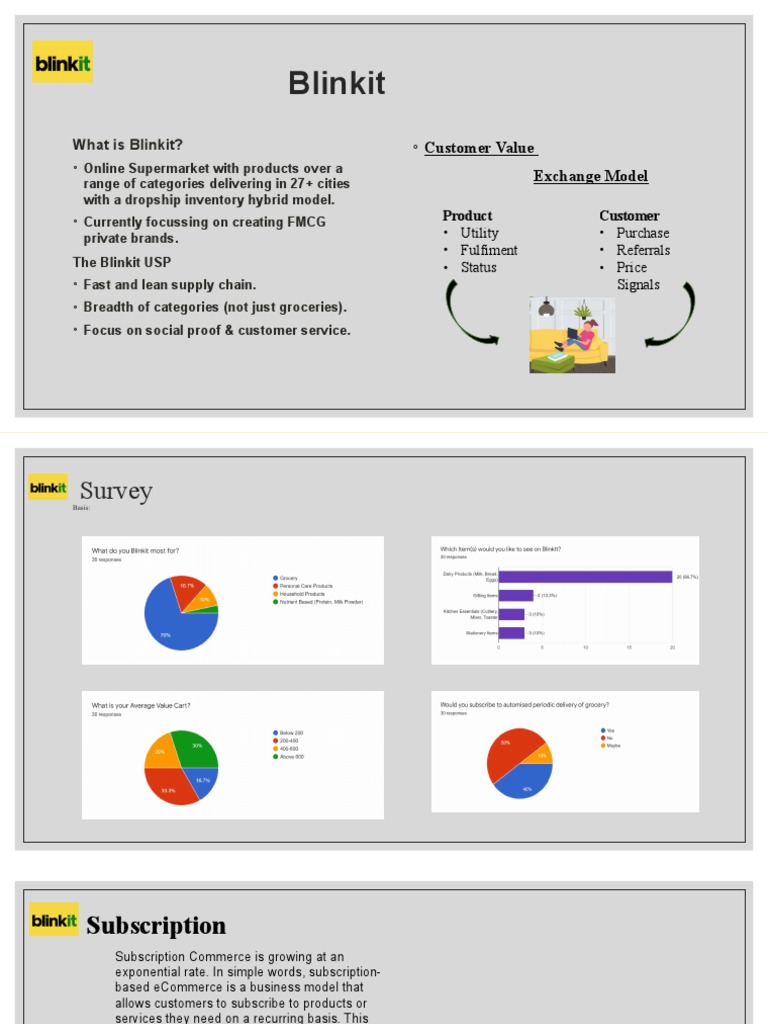 Blinkit: Customer Value Exchange Model | PDF | Subscription Business Model | Customer