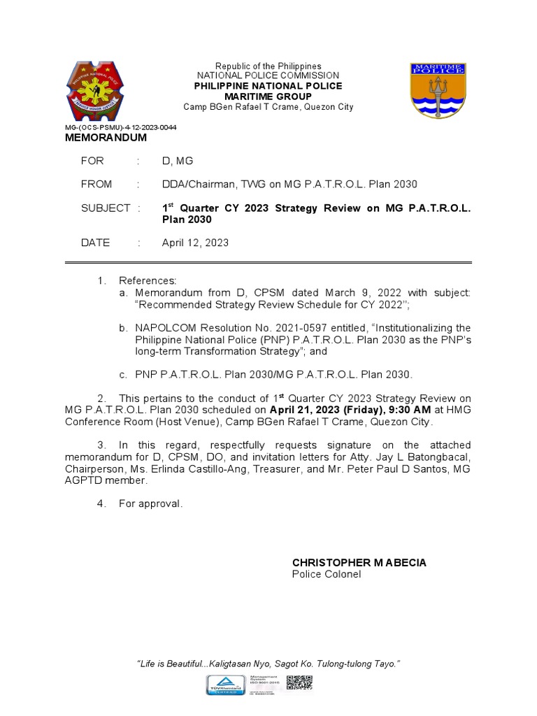 Cover Memo 1st Quarter Strategy Review CY 2023 4.21.23 | PDF | Government | Government Related ...