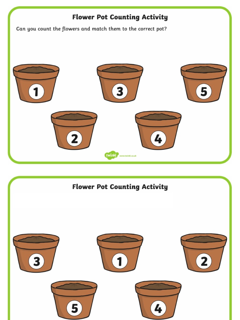 Counting Addition Flower Pots - Preschool Coloring Printables – Free & Fun
