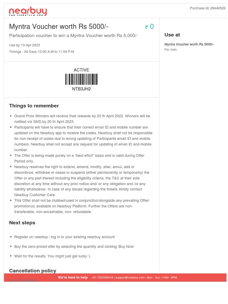 Myntra Voucher Worth Rs 5000/-: Use at | PDF