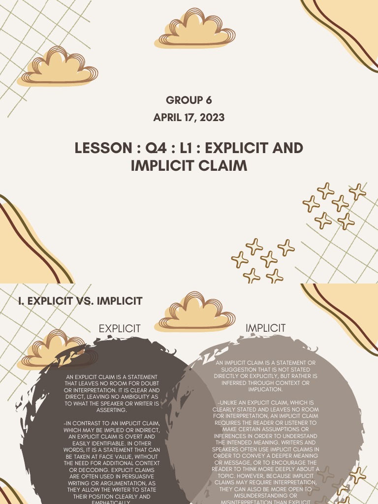 Explicit vs. Implicit Claims Guide | PDF | Critical Thinking | Thought