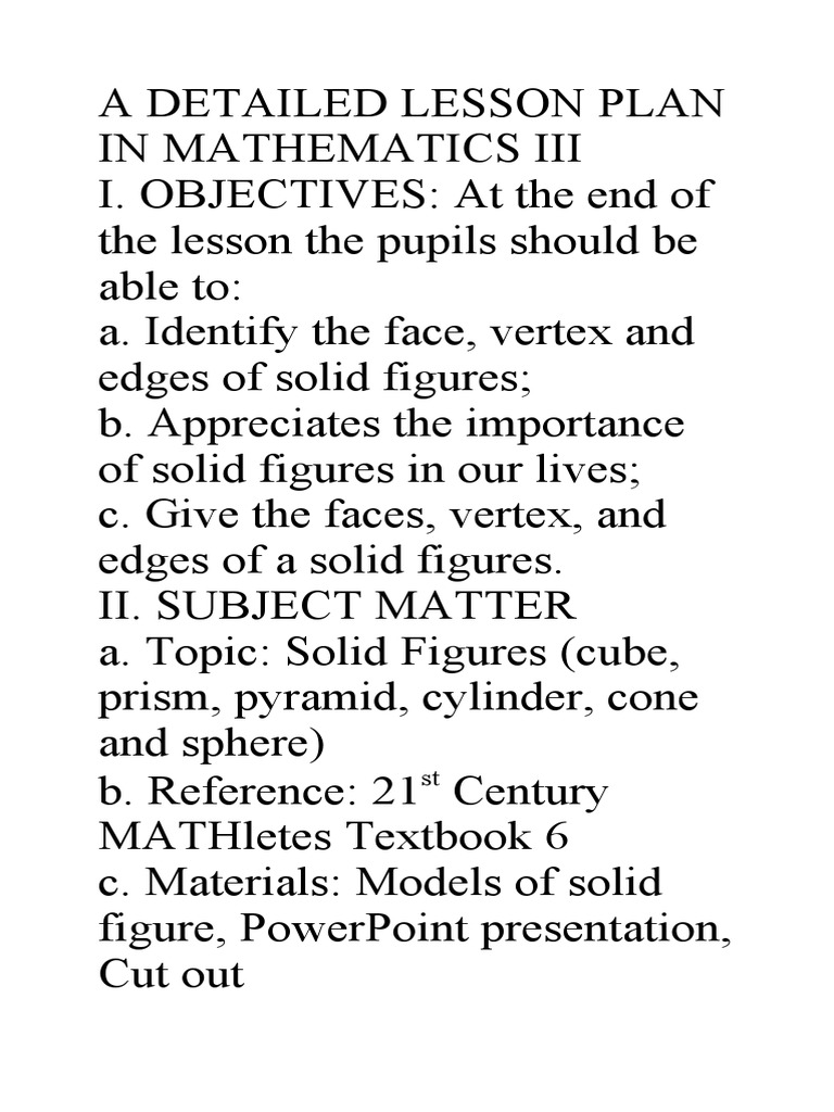A Detailed Lesson Plan in Mathematics Iii | Download Free PDF | Length ...