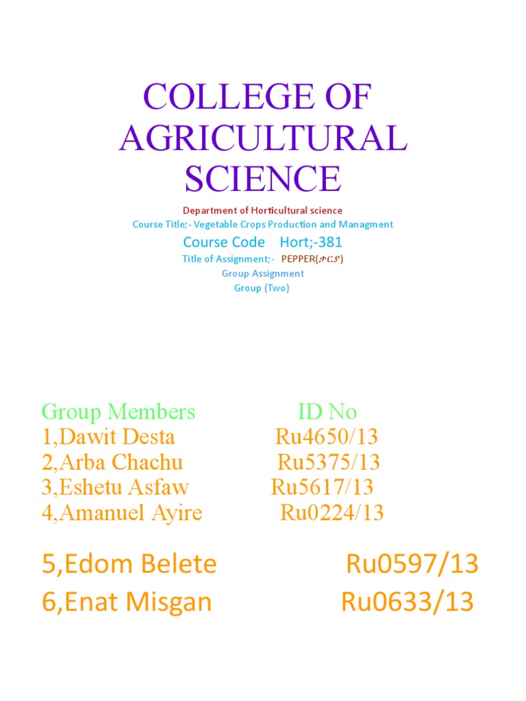 College of Agricultural Science: Course Code Hort - 381 | PDF ...