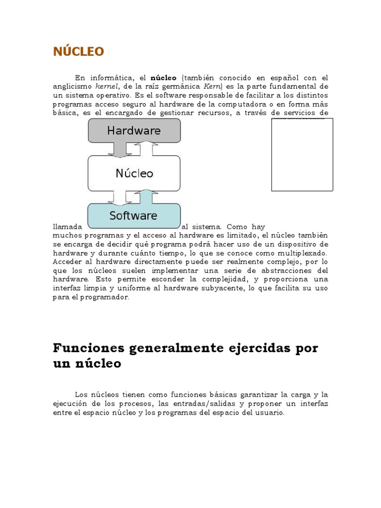 Funciones y Tipos del Núcleo en SO | PDF | Kernel (sistema operativo ...