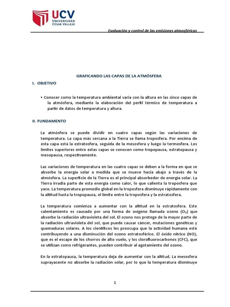 Hoja de Trabajo - Gráfica de Las Capas de La Atmósfera | PDF ...