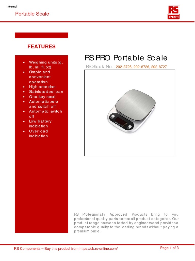 RS PRO Portable Scale: Features | PDF
