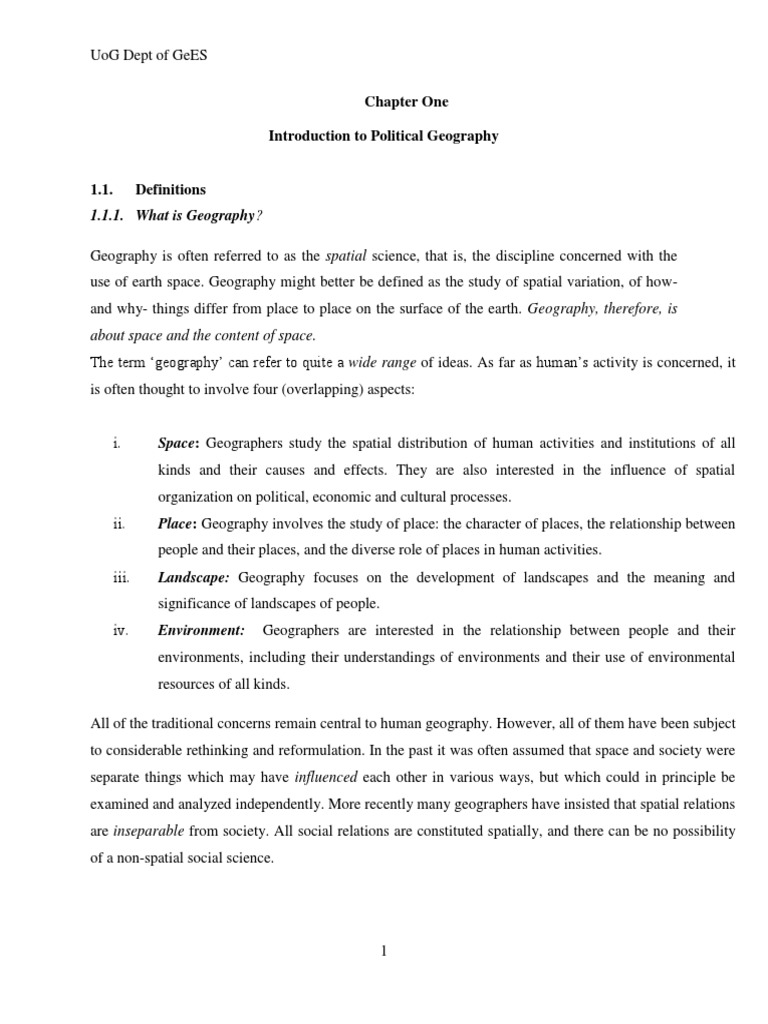 Political Geography Lecture Note IN NEEED | PDF | Geography | Space