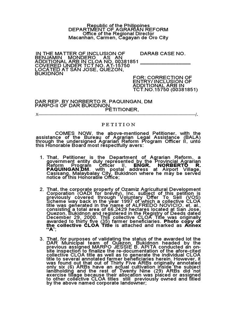 Inclusion of Benjamin Mondero as ARB | PDF | Common Law | Government