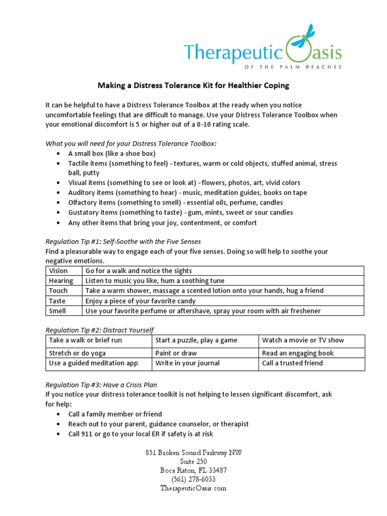 Distress Tolerance Kit for Coping Skills | PDF | Wellness