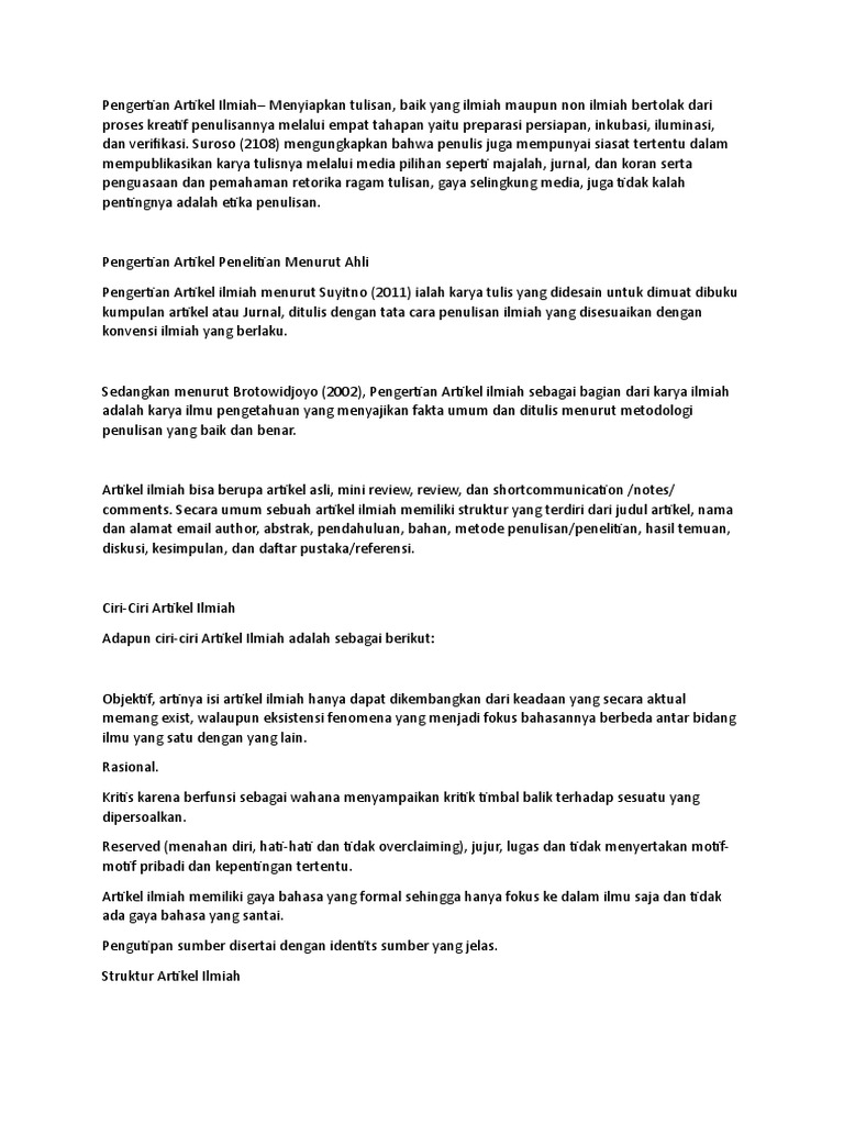 Pengertian Artikel Ilmiah | PDF