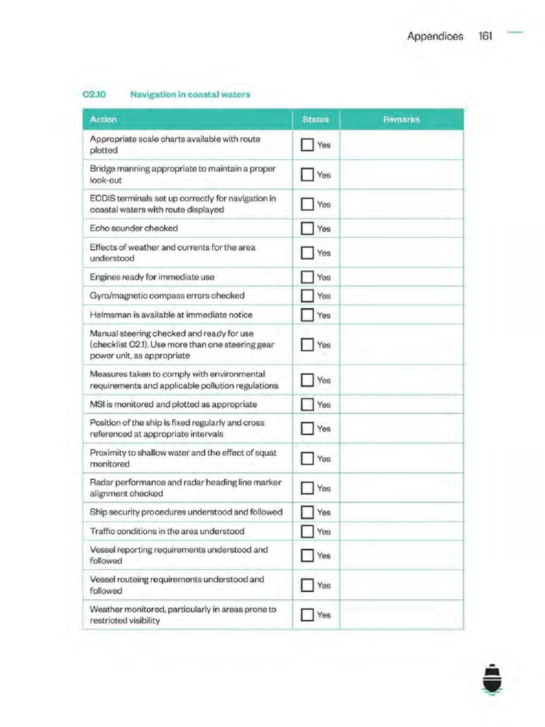 BPG Checklist | Download Free PDF | Anchor | Navigation