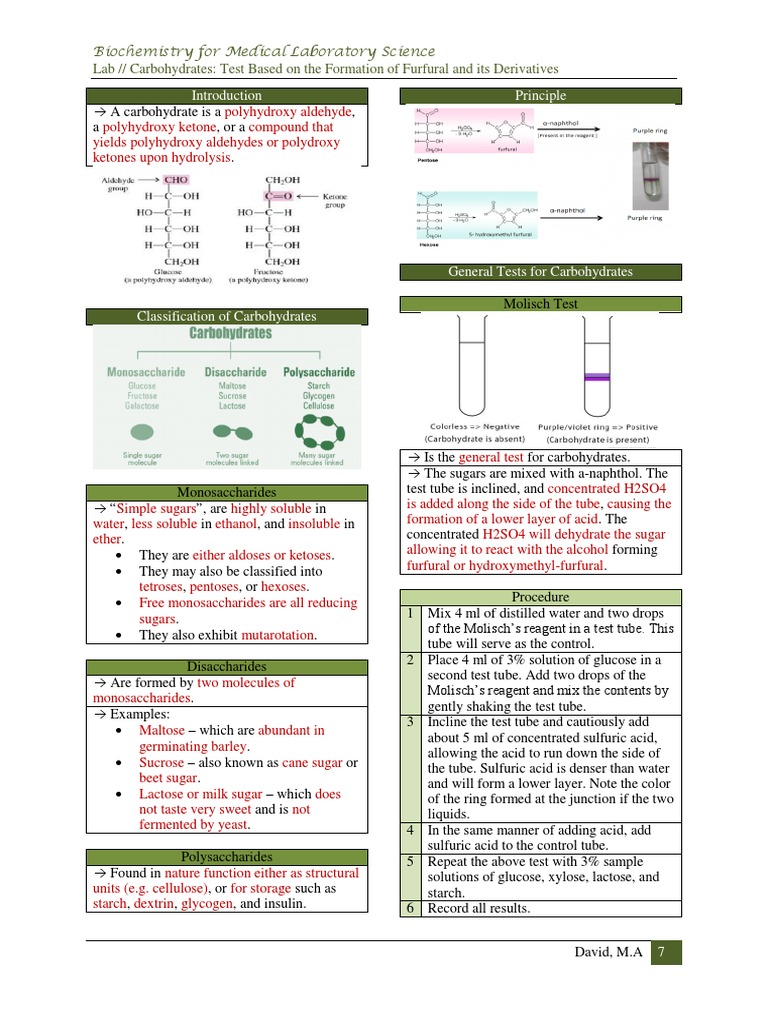 Carbohydrate Testing Methods in Biochemistry | PDF | Carbohydrates ...