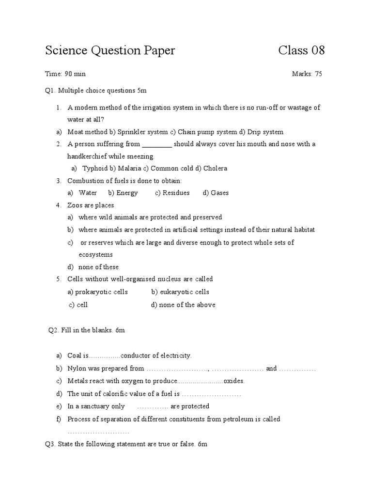 75 M Science Q Paper | PDF | Fuels | Water