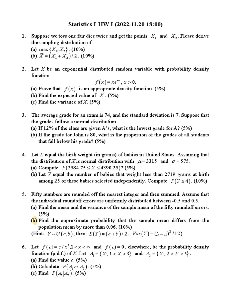Sampling Distributions, Exponential Distributions, Normal Distributions, Rounding Errors ...