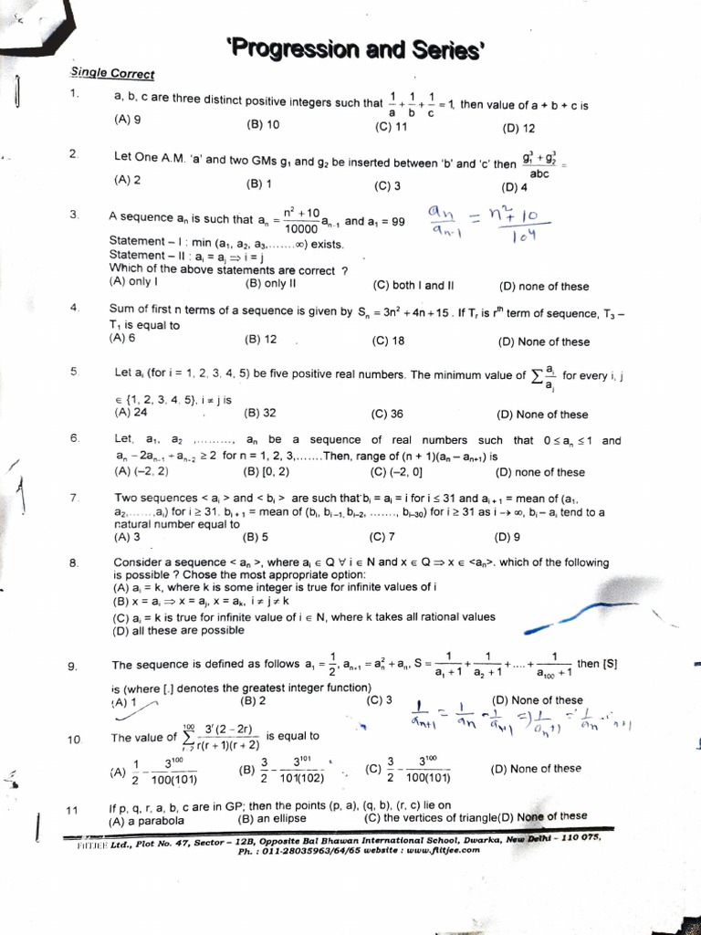 Series and Progression AITS | PDF | Sequence | Natural Number
