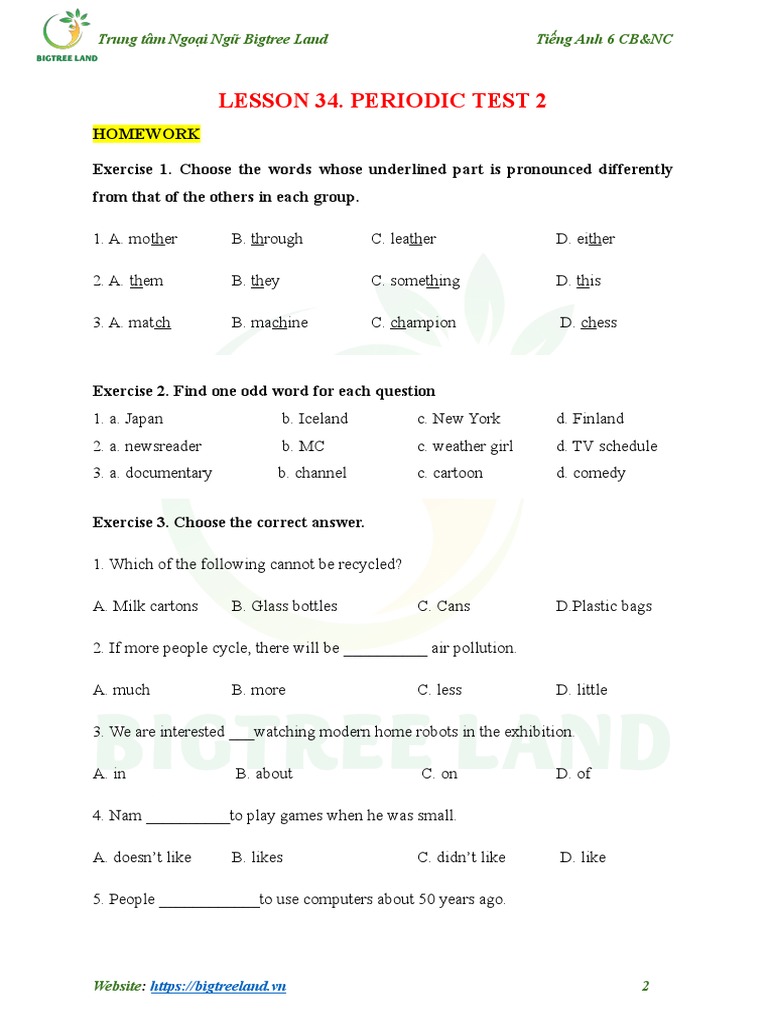 Lesson 34. Periodic Test 2 | PDF
