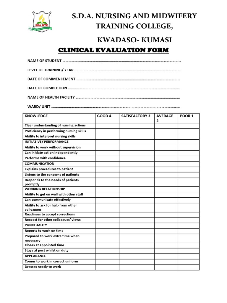 Clinical Evaluation Form | PDF
