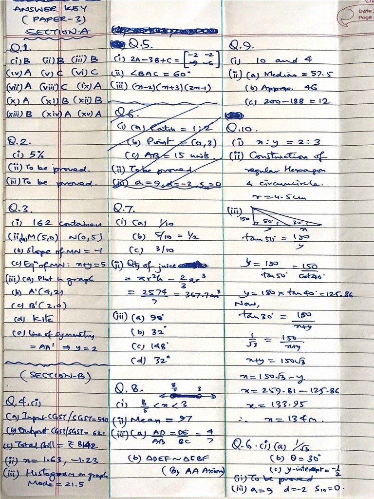 Answer Key (Practice Paper-3) | PDF