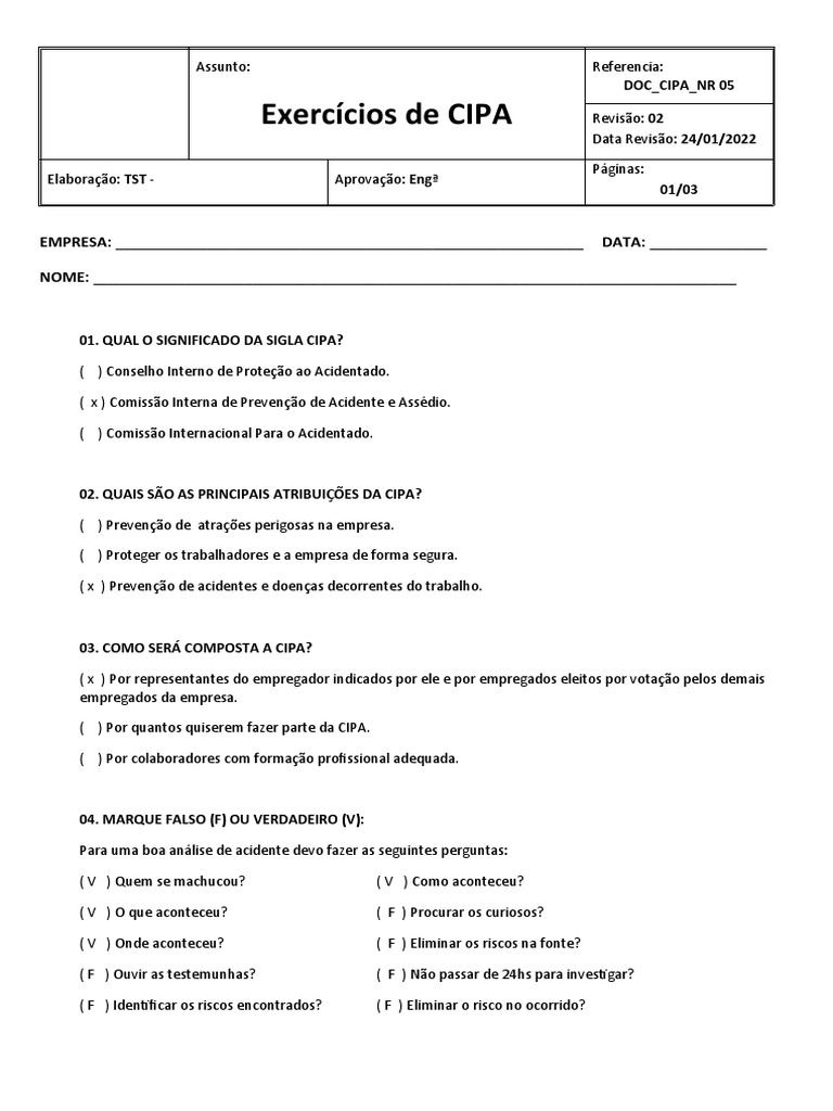 PROVA CIPA - Respondida | PDF | Incêndios | Combustão