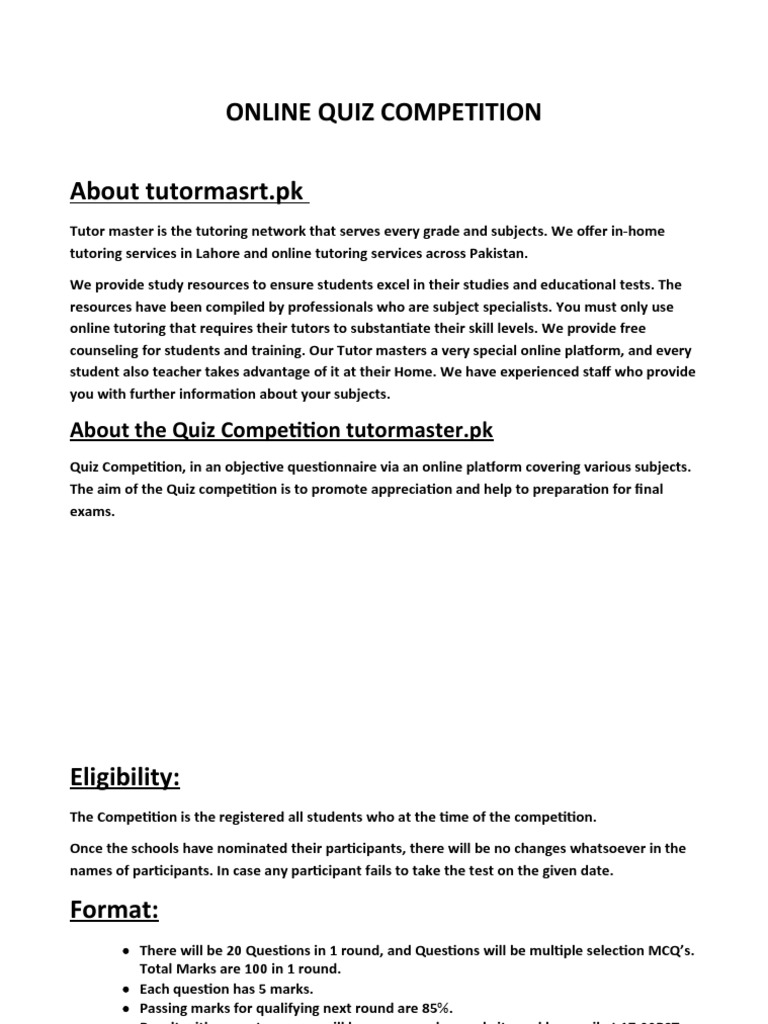 Online Quiz Competition | PDF