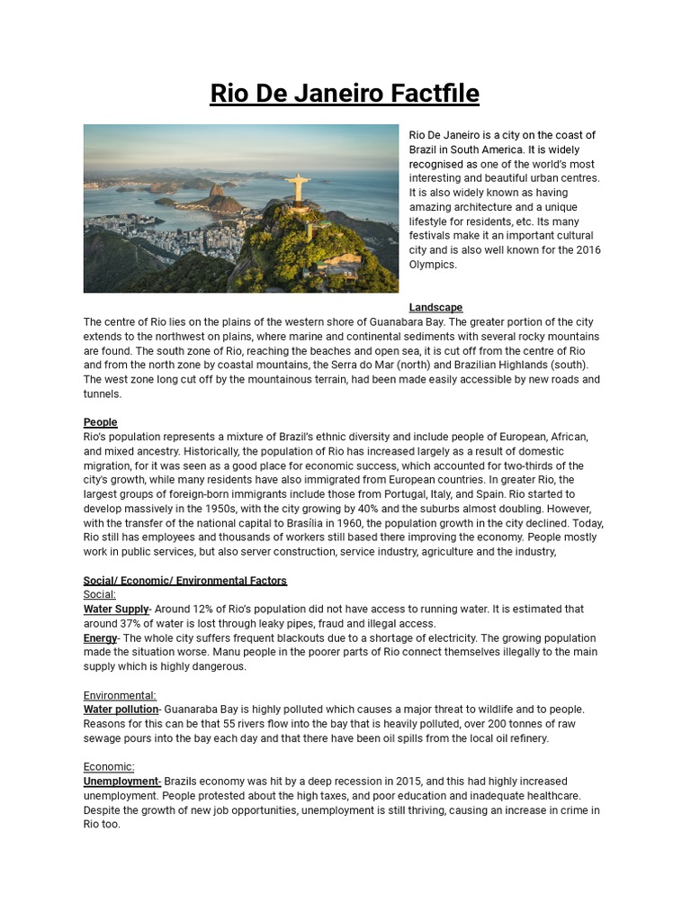Rio de Janeiro: Key Facts and Insights | PDF | Rio De Janeiro | Economies