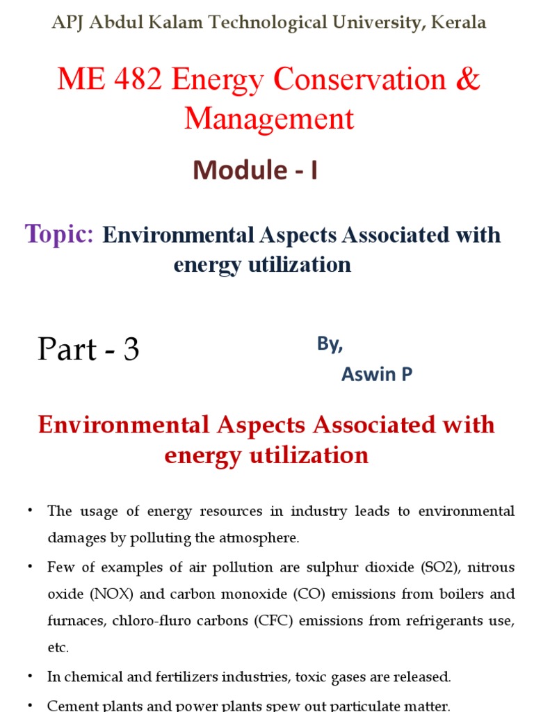 Environmental Aspects Associated With Energy Utilization | PDF | Air ...