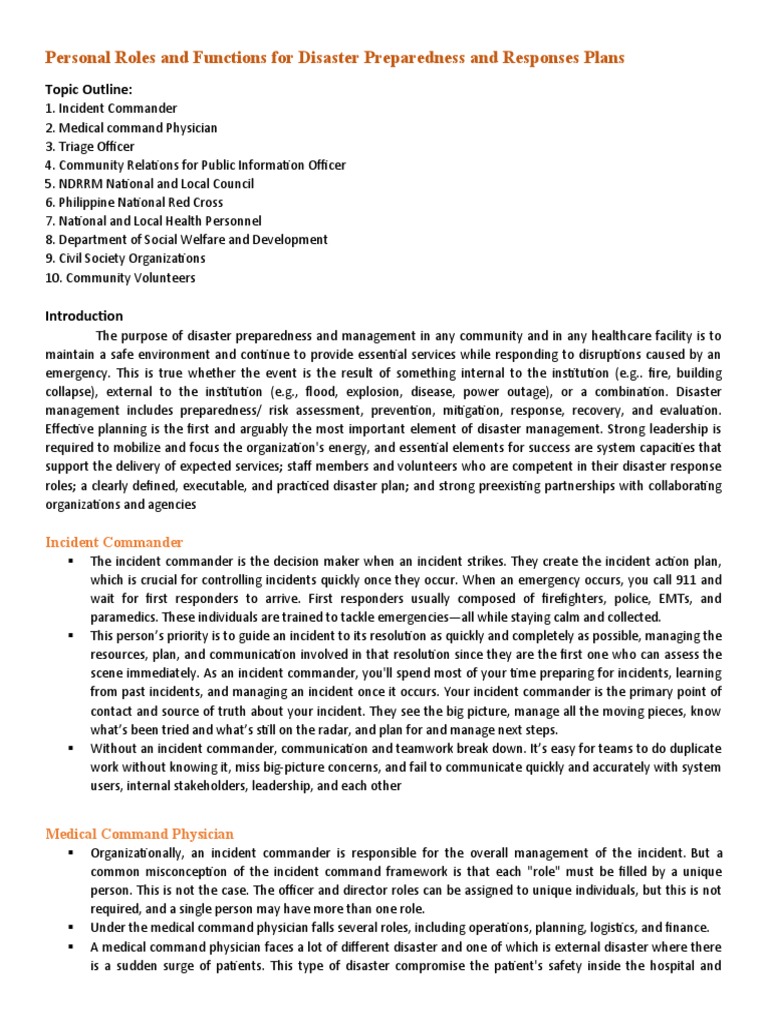 GROUP 6 Personal Roles and Functions For Disaster Preparedness and ...