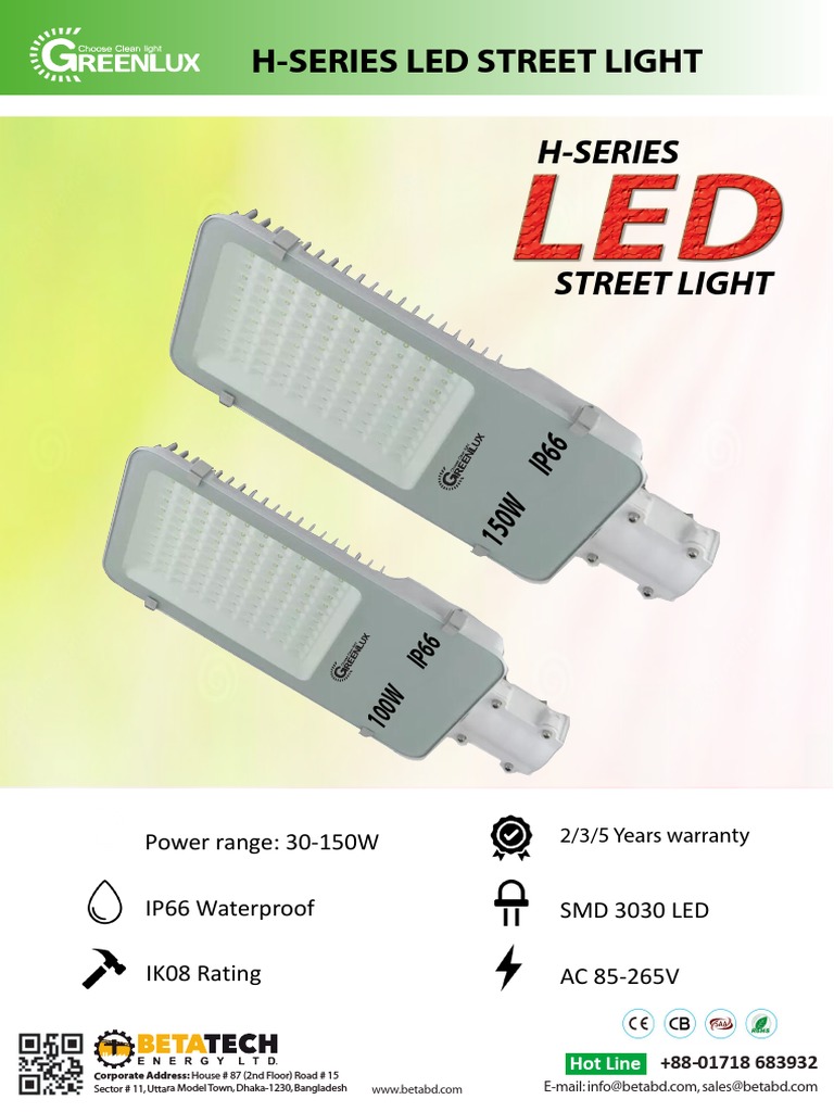 LED Street Light 30-150W IP66 | PDF | Electrical Engineering | Components
