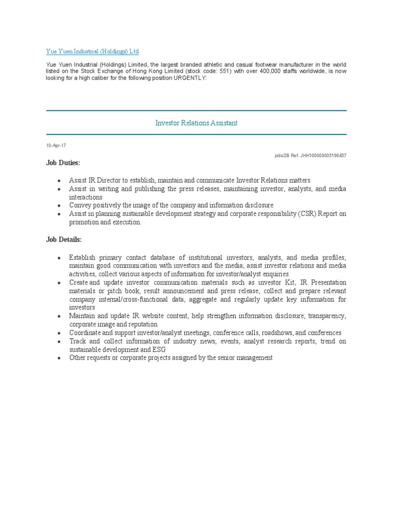 Yue Yuen Intro | PDF | Business