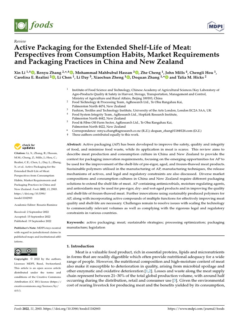 36-Active Packaging For The Extended Shelf-Life of Meat | PDF ...
