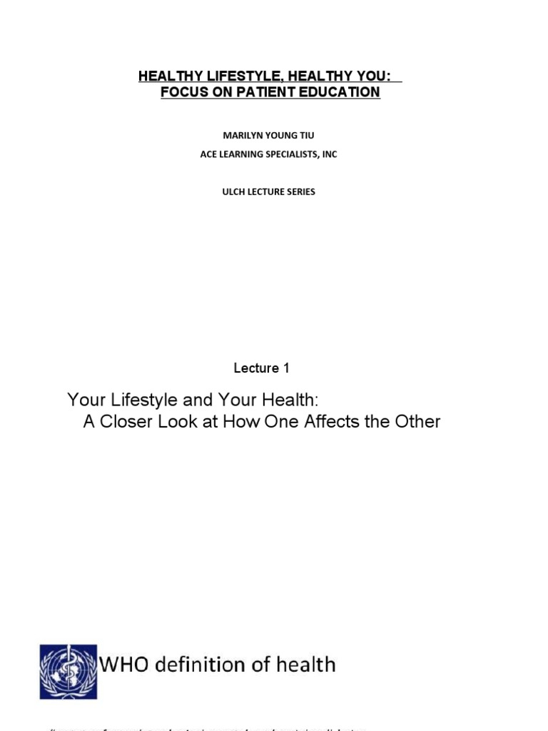 Healthy Lifestyle, Healthy You: Focus On Patient Education | PDF