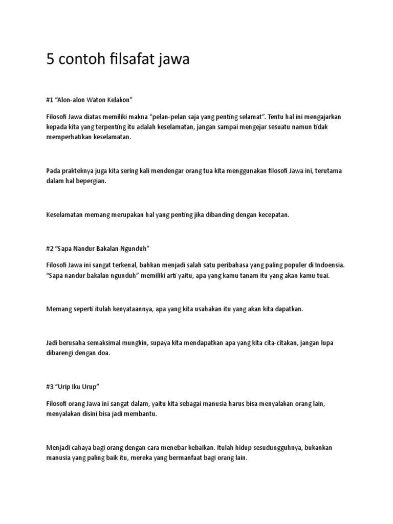 5 Contoh Filsafat Jawa | PDF