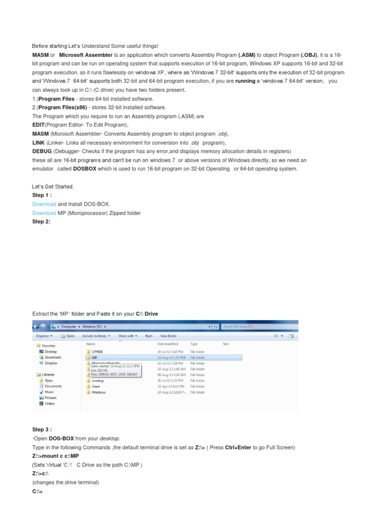 DOSBOX Tutorial | PDF | Microsoft Windows | Programming